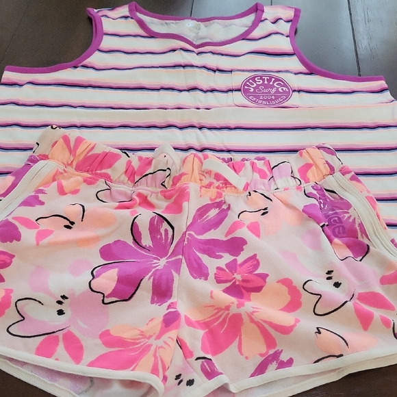 Justice | Matching Sets | Justice Girls Purple Striped Tank And Floral ...
